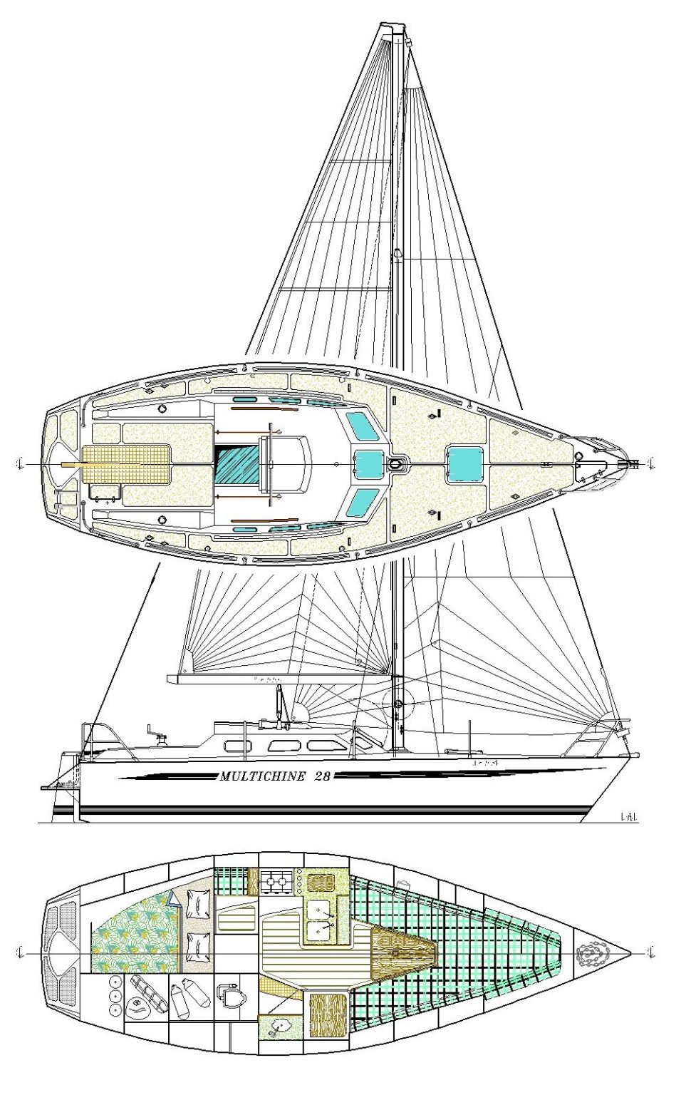 B&G Yacht Design - Boat Plans - Multichine 28